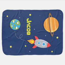 Colourful, Space Rocket Ship, For Baby Boys Stroller Blanket | Zazzle