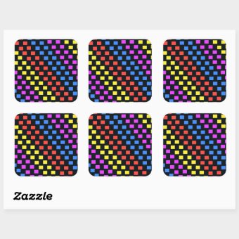 Colourful Squares Square Sticker | Zazzle