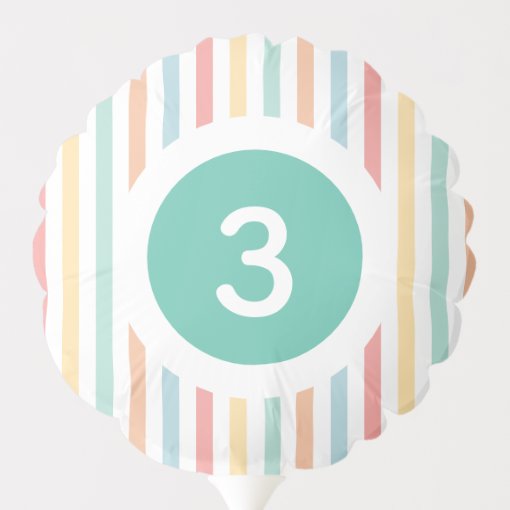 Colourful striped rainbow birthday party balloon | Zazzle