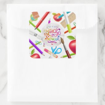 Colourful Welcome Back to School Square Square Sticker | Zazzle