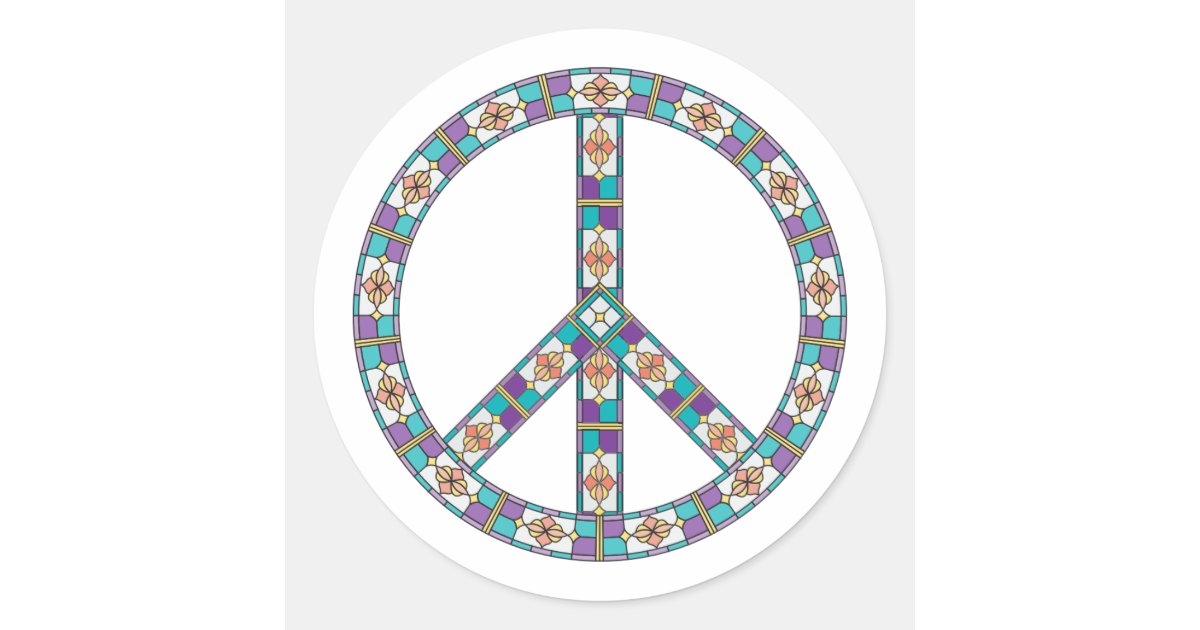 Colours stained glass isolated creative peace sign classic round ...