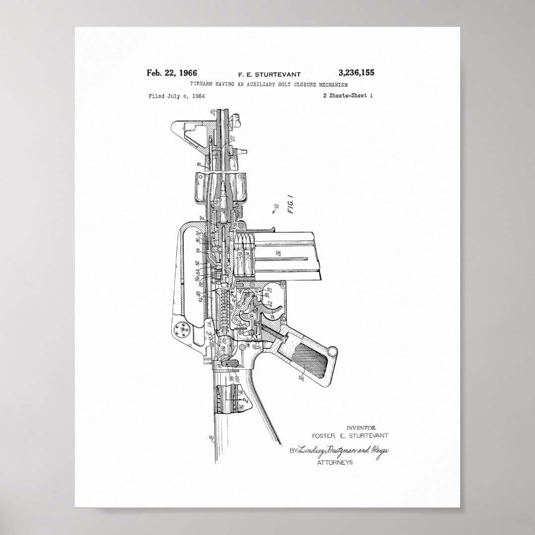 Colt AR-15 Semi-Automatic Rifle Patent Poster | Zazzle