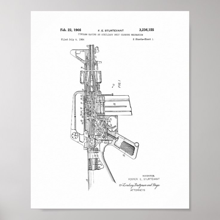 Colt AR-15 Semi-Automatic Rifle Patent Poster | Zazzle