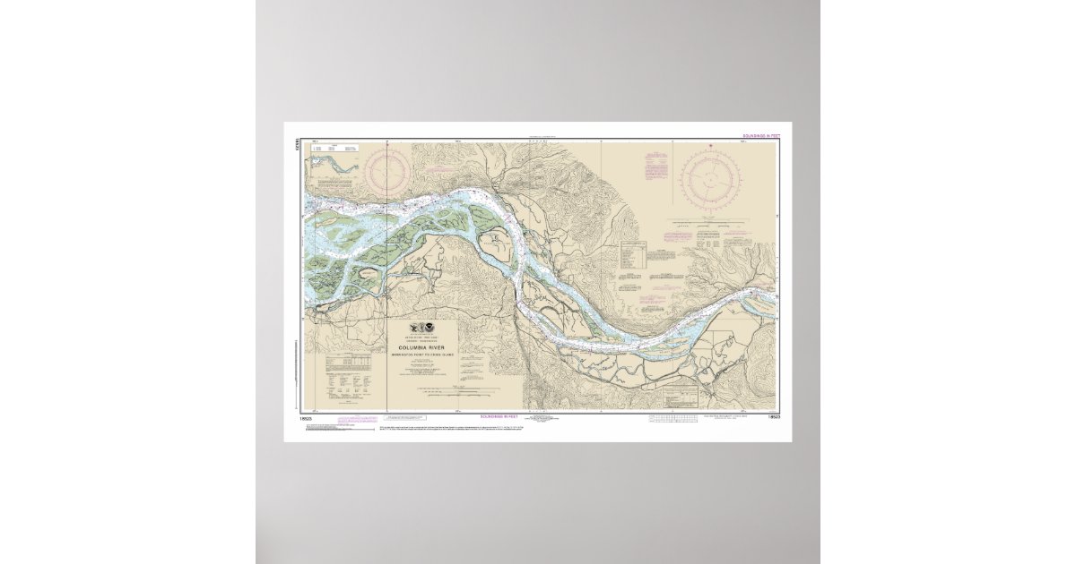 Columbia River Nautical Chart 18523 | Zazzle