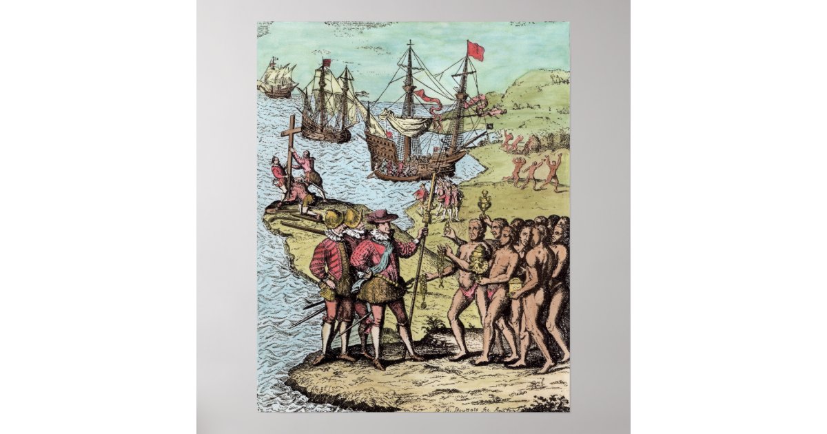 Columbus at Hispaniola Poster | Zazzle