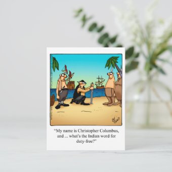 Columbus Day Humor Postcard | Zazzle
