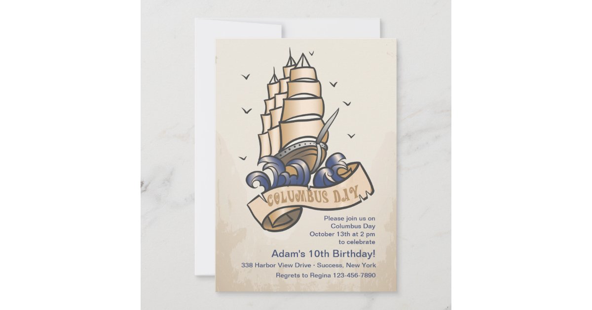 Columbus Day Ship Invitation | Zazzle