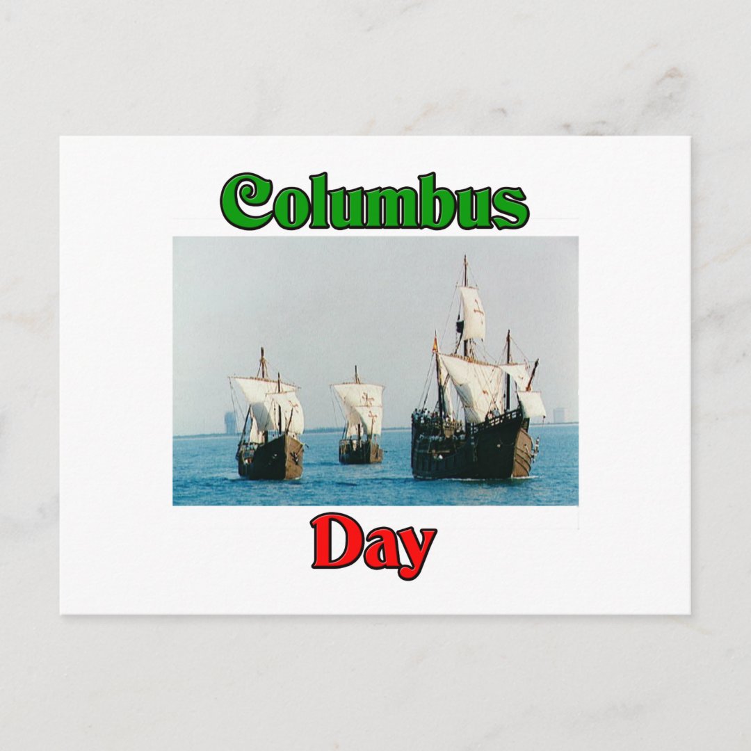 Columbus Day Ships Postcard | Zazzle