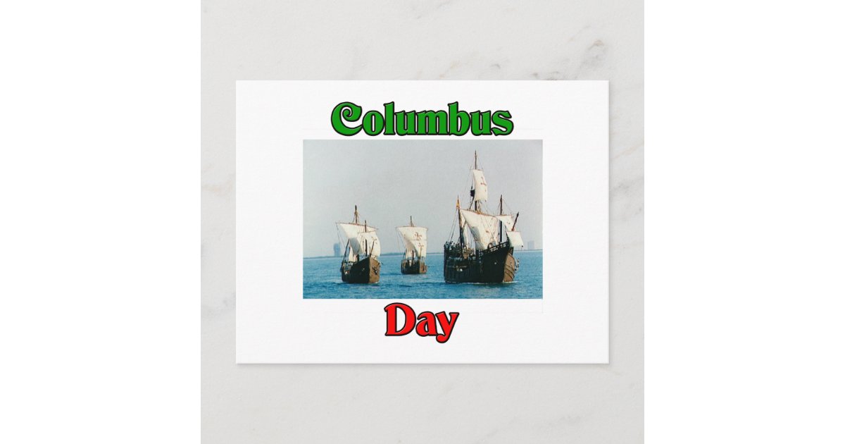 Columbus Day Ships Postcard | Zazzle