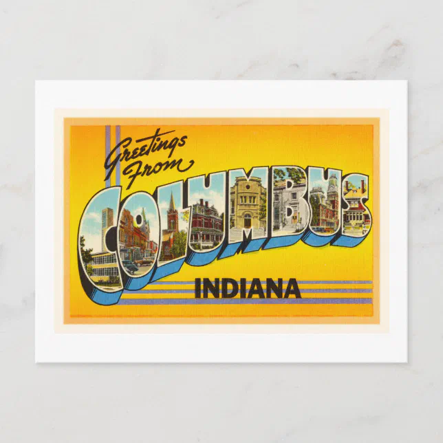 Columbus Indiana IN Old Vintage Travel Souvenir Postcard | Zazzle