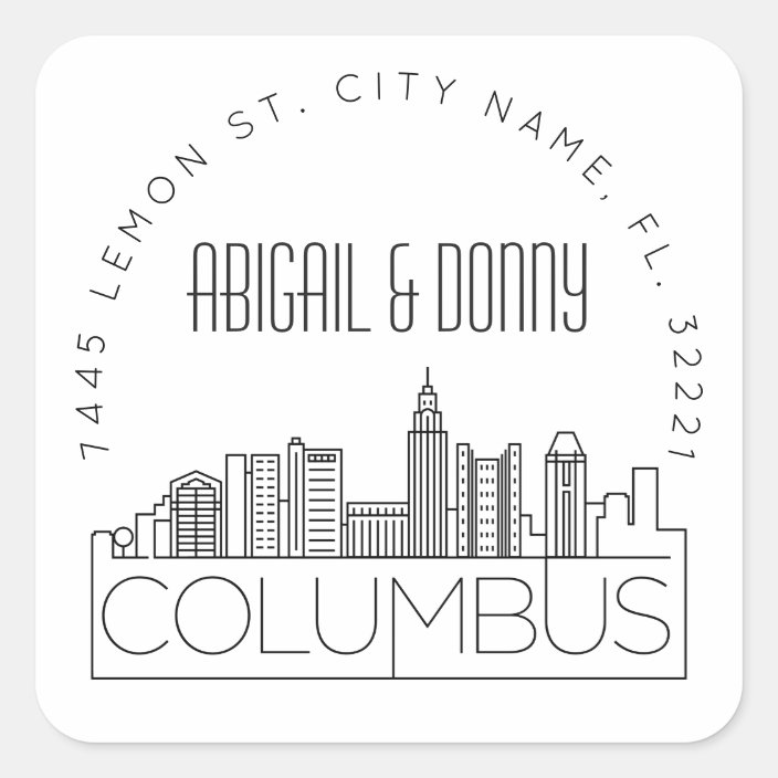Columbus Ohio Deco | Destination Wedding Square Sticker | Zazzle