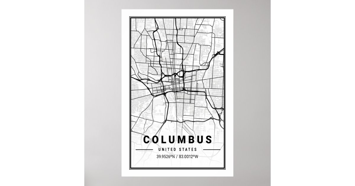 Columbus Ohio USA City Travel City Map Poster | Zazzle