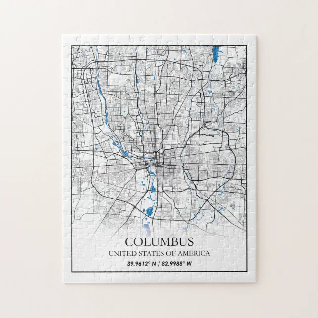 Columbus Ohio USA Travel City Map Poster Jigsaw Puzzle | Zazzle