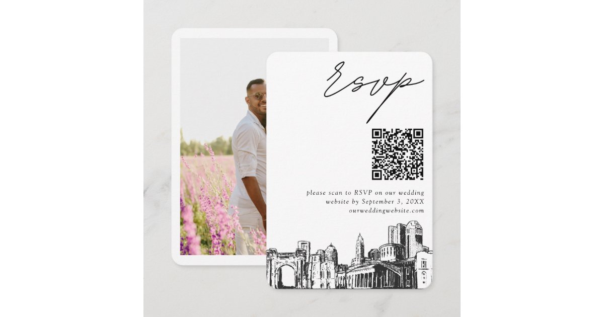 Columbus Wedding Modern RSVP QR Code Enclosure Card | Zazzle