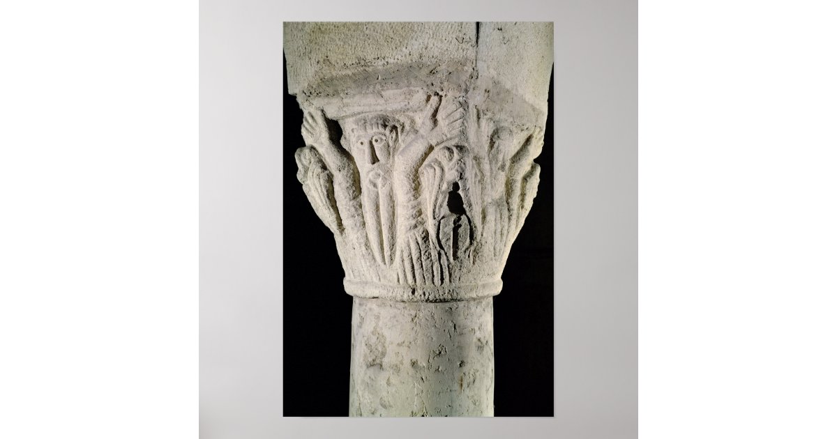 Column capital with a man with raised arms poster | Zazzle