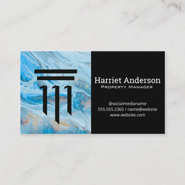 Column Logo | Corporate | Blue Marble Business Card | Zazzle