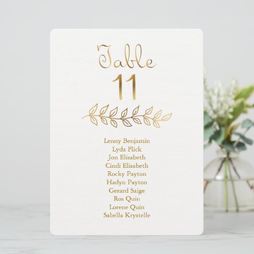Columned Gold effect Table Number 11 Seating Chart | Zazzle