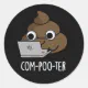 Com-poo-ter Funny Computer Poop Pun Dark BG Classic Round Sticker | Zazzle