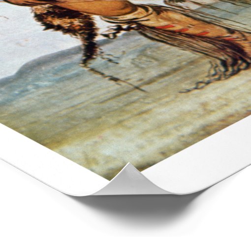 Comanche warrior with a shield, lance and bow and poster | Zazzle