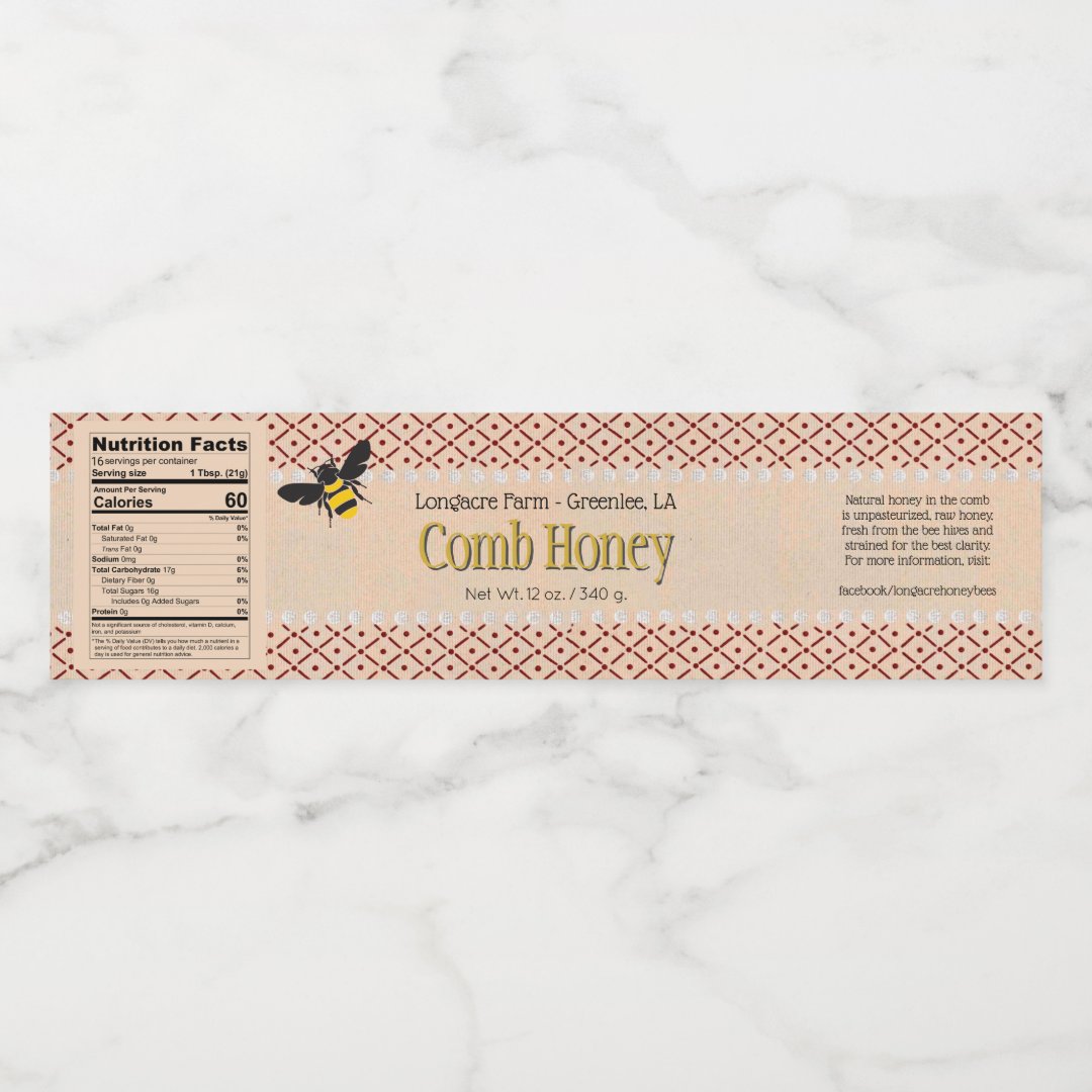 Comb Honey Box Wrap Around Label | Zazzle