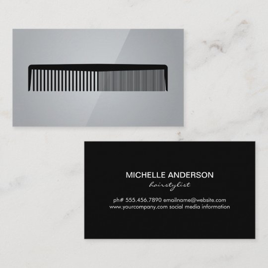 Comb Logo | Gray Black Business Card | Zazzle.com