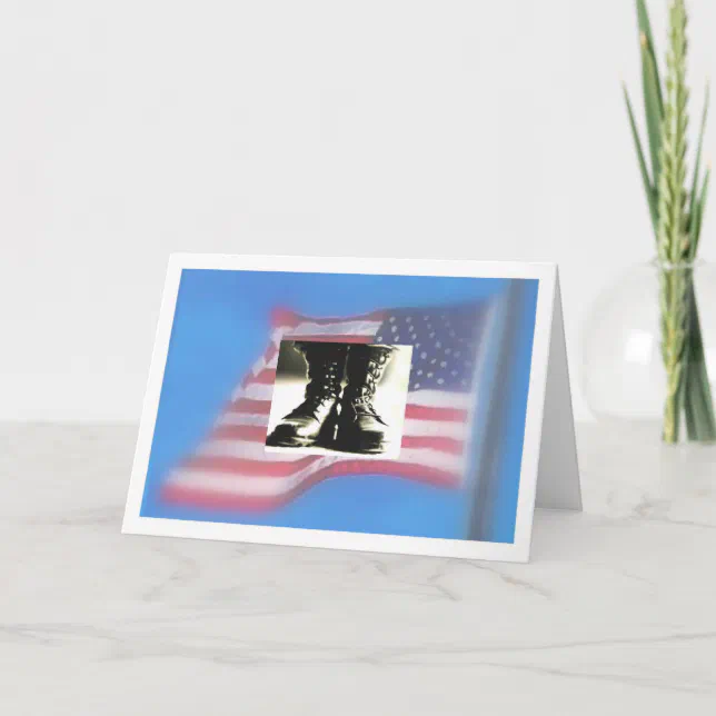 Combat boots, US Flag, Military Graduation Card | Zazzle