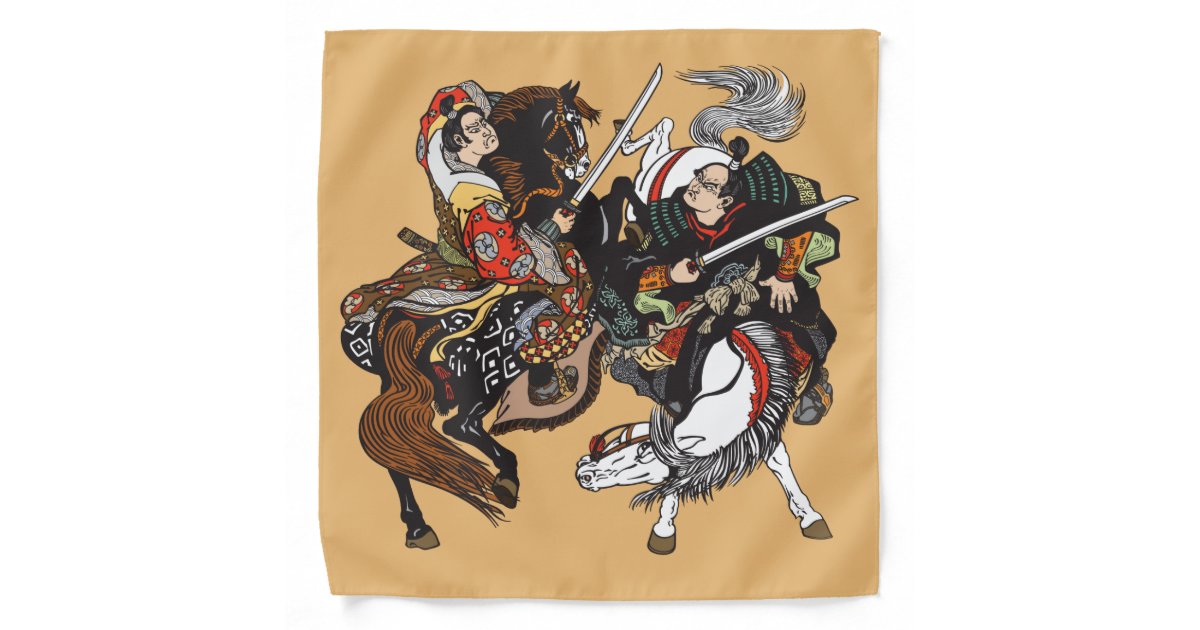 Combat of Japanese samurai warriors Bandana | Zazzle