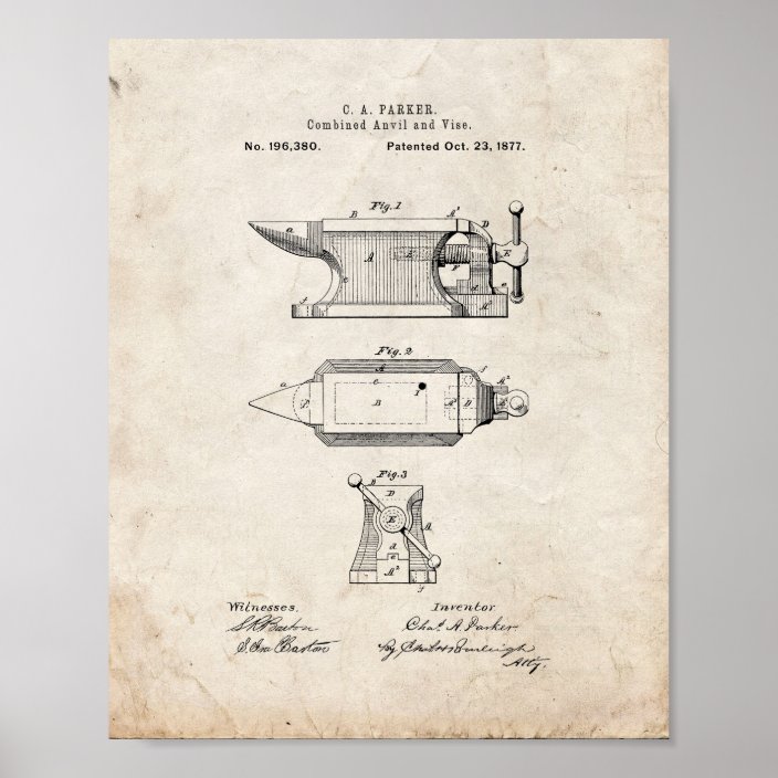 Combined Anvil And Vise Patent - Old Look Poster | Zazzle.com