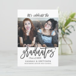 Combined Graduation Party Two Photos Invitation | Zazzle