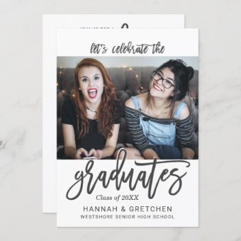 Combined Graduation Party Two Photos Invitation | Zazzle