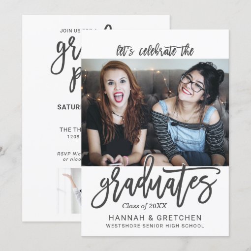 Combined Graduation Party Two Photos Invitation | Zazzle