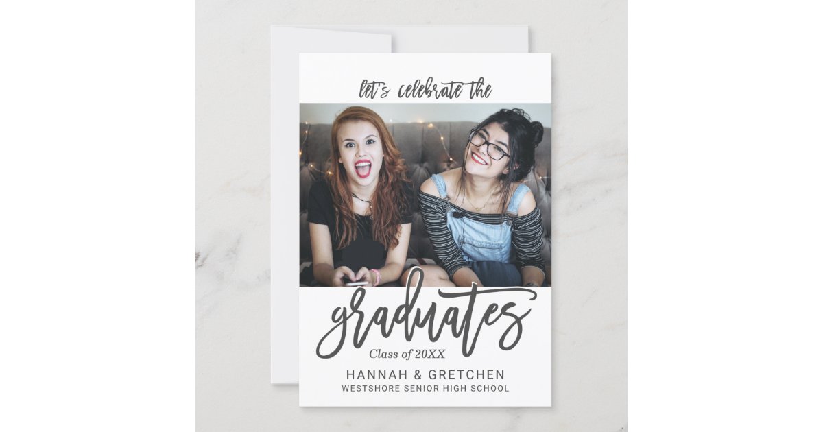 Combined Graduation Party Two Photos Invitation | Zazzle