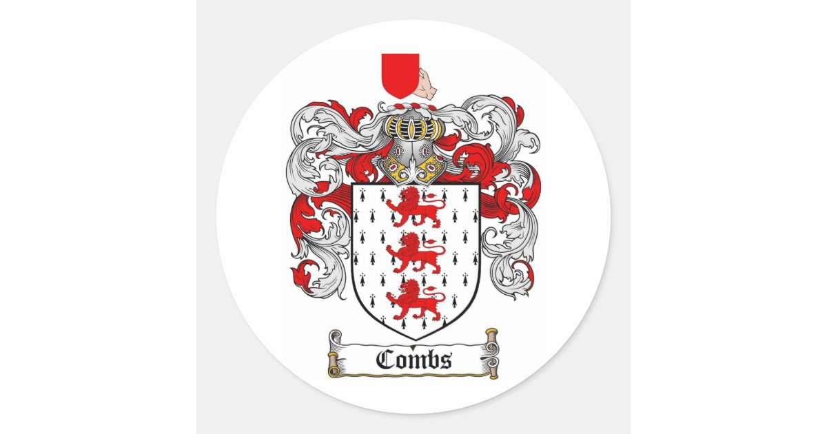 COMBS FAMILY CREST - COMBS COAT OF ARMS CLASSIC ROUND STICKER | Zazzle