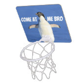 Come at Me Bro Funny Meme Penguin Mini Basketball Hoop | Zazzle