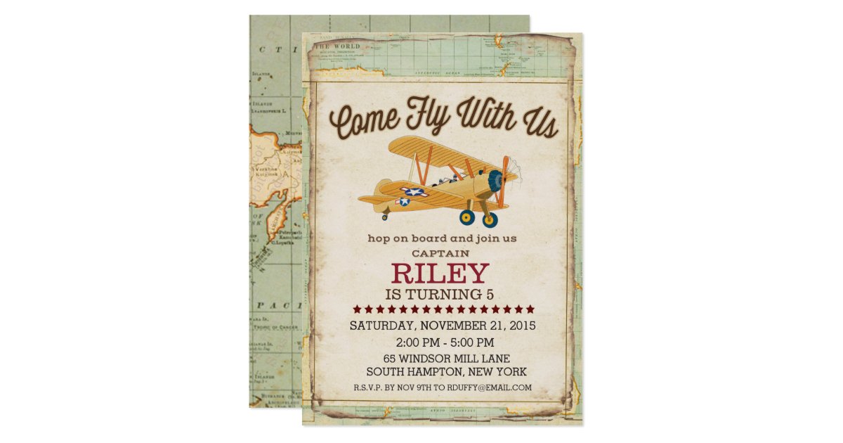 Come Fly Birthday Airplane Travel Invitation | Zazzle.com