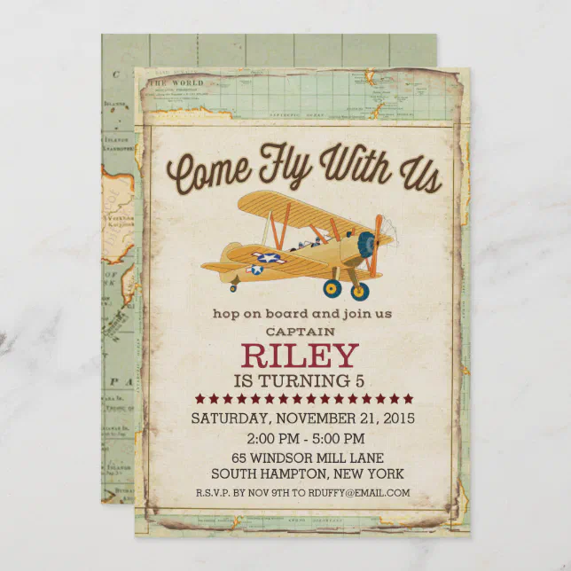 Come Fly Birthday Airplane Travel Invitation | Zazzle