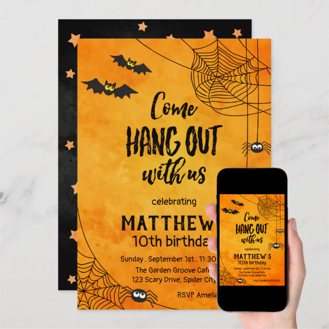 Come Hang Out With Us | Halloween Birthday Invitation | Zazzle