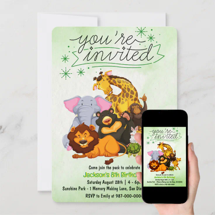 Come Join The Pack Safari Animal Party Invitation | Zazzle