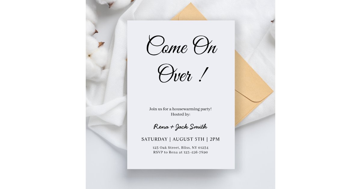 Come On Over Simple New Home Open House Party Invitation | Zazzle