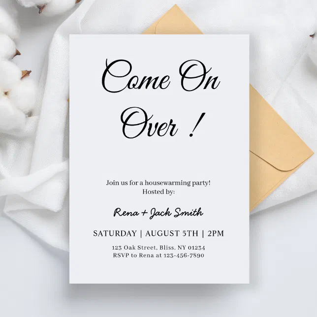 Come On Over Simple New Home Open House Party Invitation | Zazzle