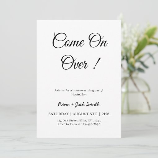 Come On Over Simple New Home Open House Party Invitation | Zazzle