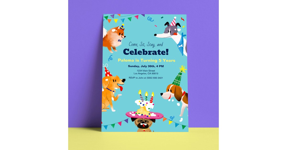 Come, Sit, Stay Birthday Party Invitation | Zazzle