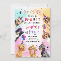 Come Sit Stay Pawty Animals Dog Birthday Party Invitation | Zazzle