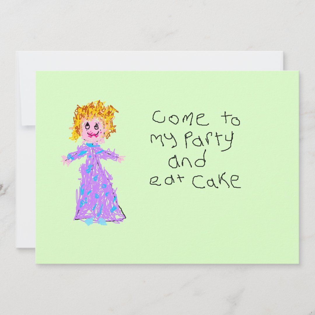 Come To My Party - Child's Drawing Invitation | Zazzle