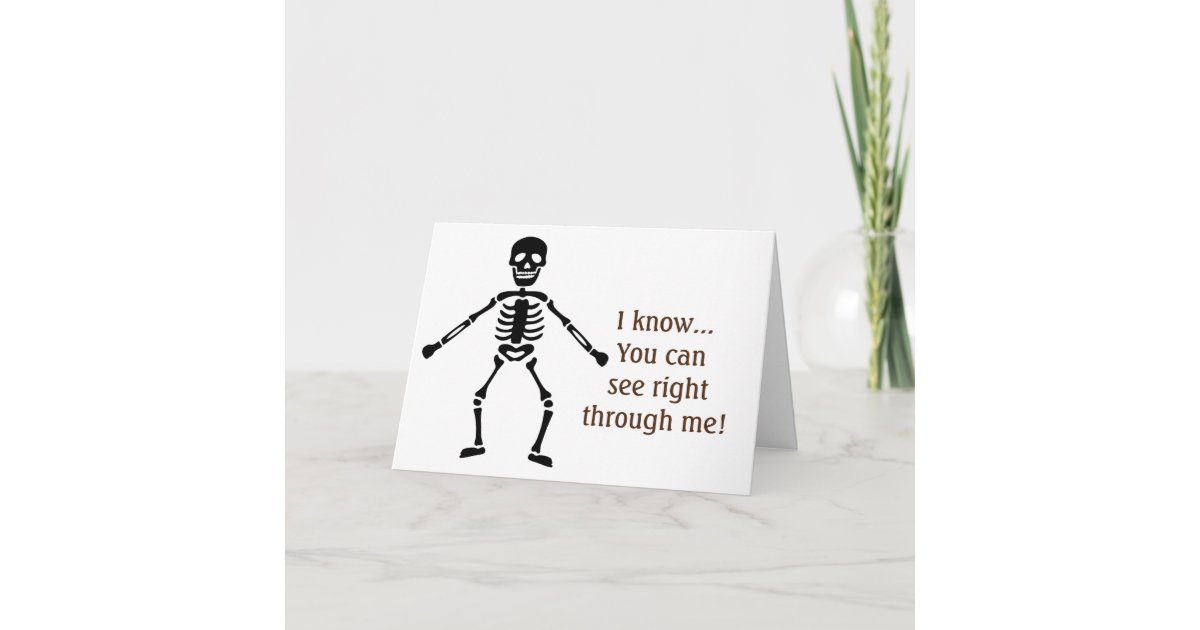 COMEDIC SKELETON W/ LOVE TO YOU ON HALLOWEEN CARD | Zazzle
