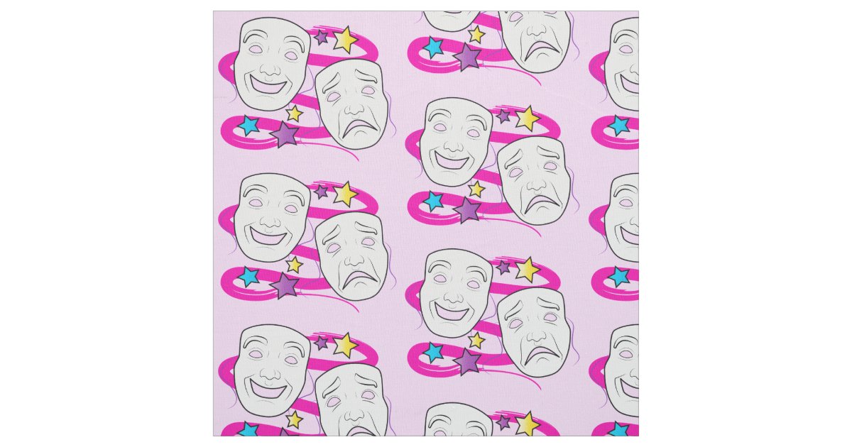 Comedy and Tragedy Drama Masks Fabric | Zazzle