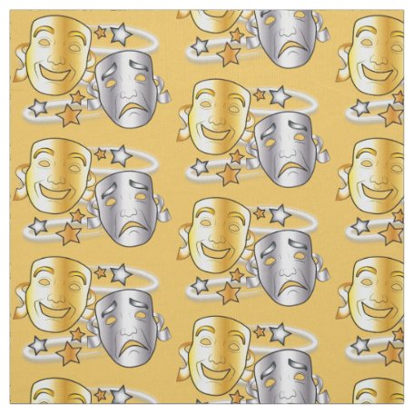 Comedy and Tragedy Drama Masks Gold and Silver Fabric | Zazzle