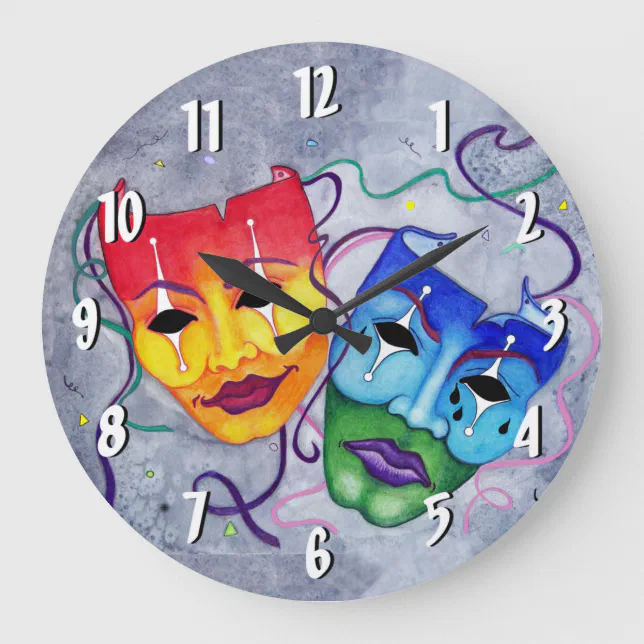 Comedy and Tragedy Round Wall Clock | Zazzle