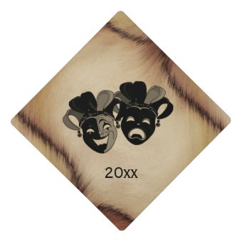 Comedy and Tragedy Theater Masks Jester Graduation Cap Topper | Zazzle