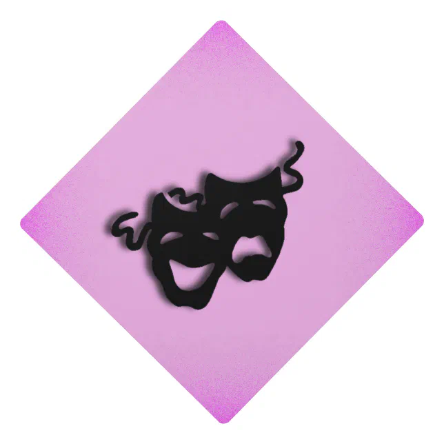 Comedy and Tragedy Theater Pink Graduation Cap Topper | Zazzle